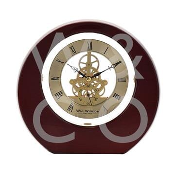 WILLIAM WIDDOP® Piano Wood Round Mantel Clock Skeleton Dial