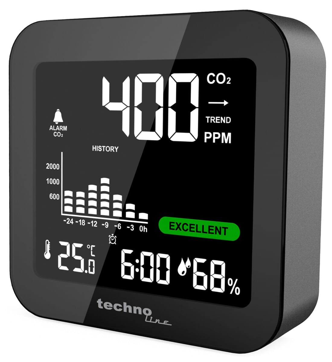 Technoline CO2 Monitor with Air Quality Traffic Light System | Weather ...